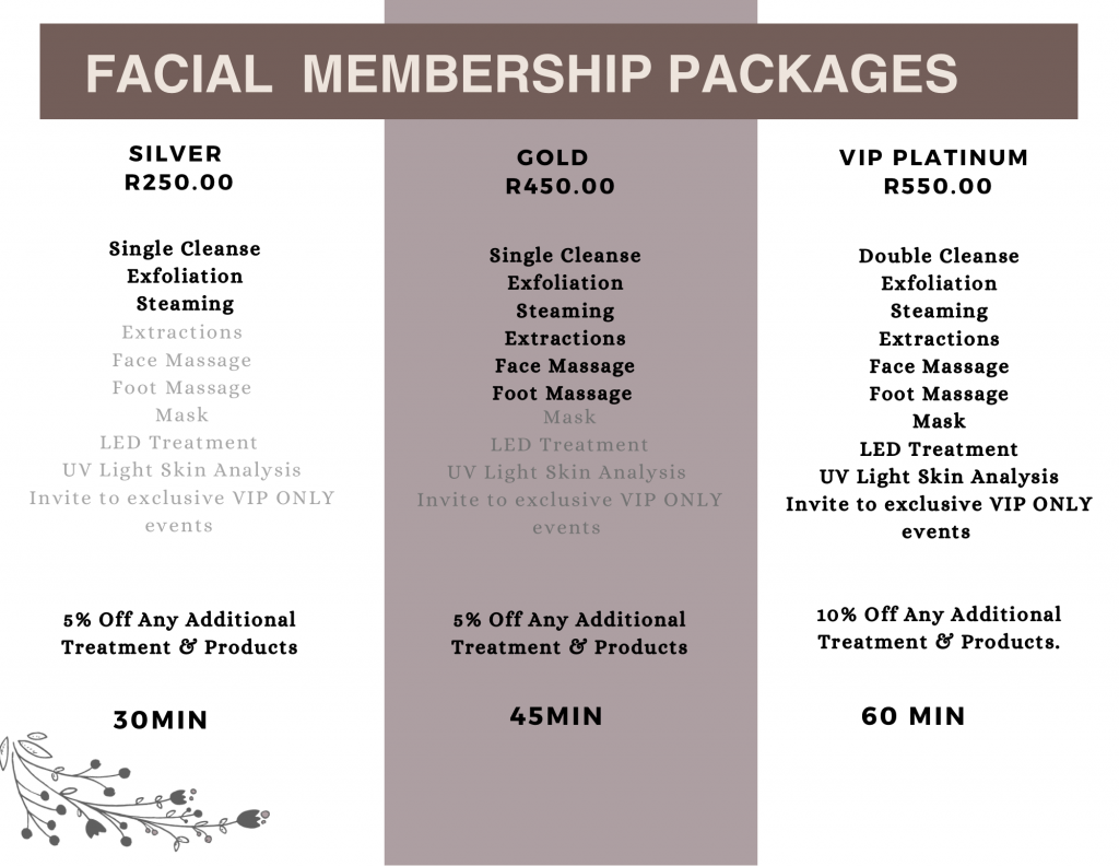 Facial Membership Packages – Dental Day Spa